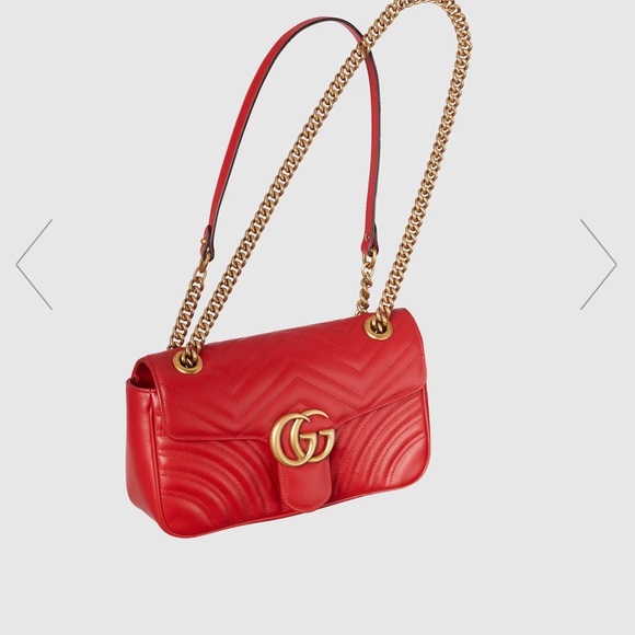 Gucci | Bags | Gucci Marmont Small Shoulder Bag In Red Leather | Poshmark
